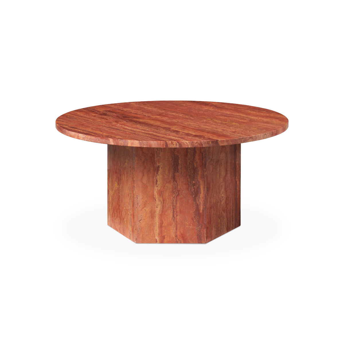 Gubi - Epic 10042385 Round Coffee Table - Burnt Red Travertine – Designitch